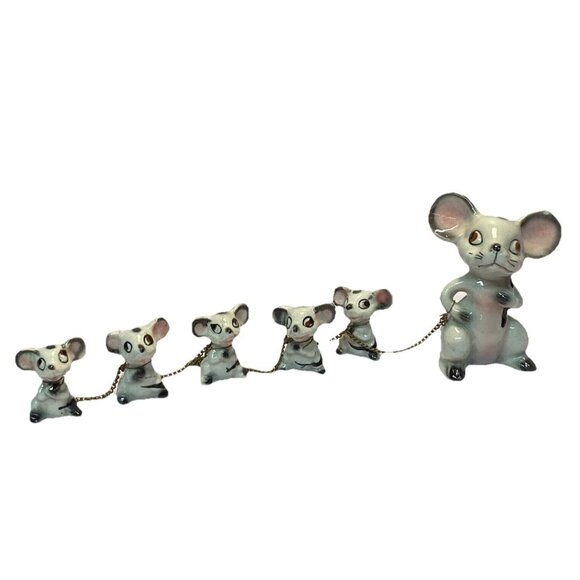 G Nov Co | Accents | Vintage Mouse Figurines Mother With 5 Chained ...